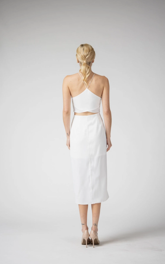 Spg Cross Strap Side Cut Out with Pleat Midi Dress – My pink rose